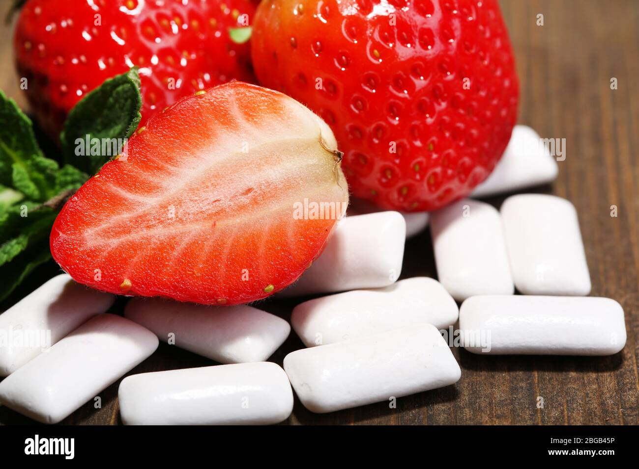 Strawberry chewing gum on white hi-res stock photography and images - Alamy