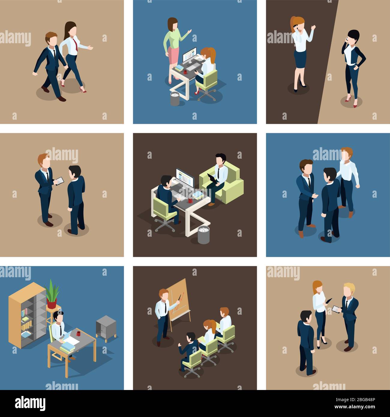 Cartoon businessman in team meeting hi-res stock photography and images ...