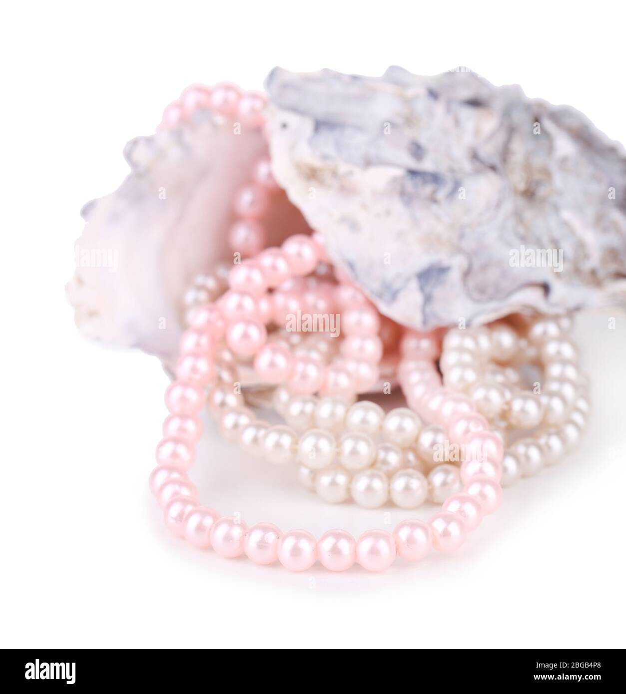 Shell with pearls, isolated on white Stock Photo - Alamy