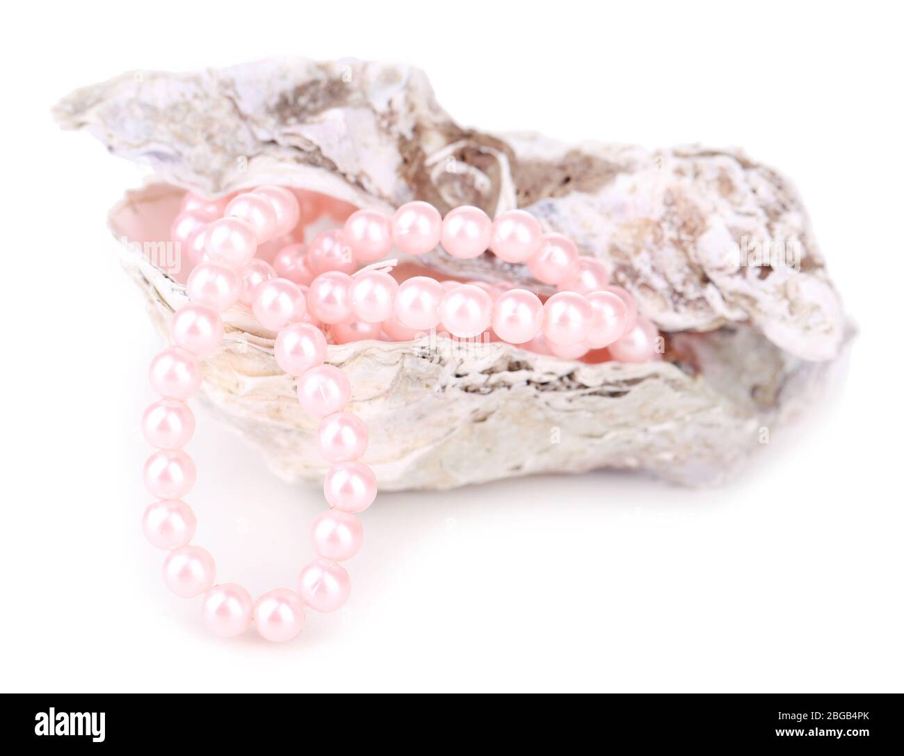 Shell with pearls, isolated on white Stock Photo - Alamy