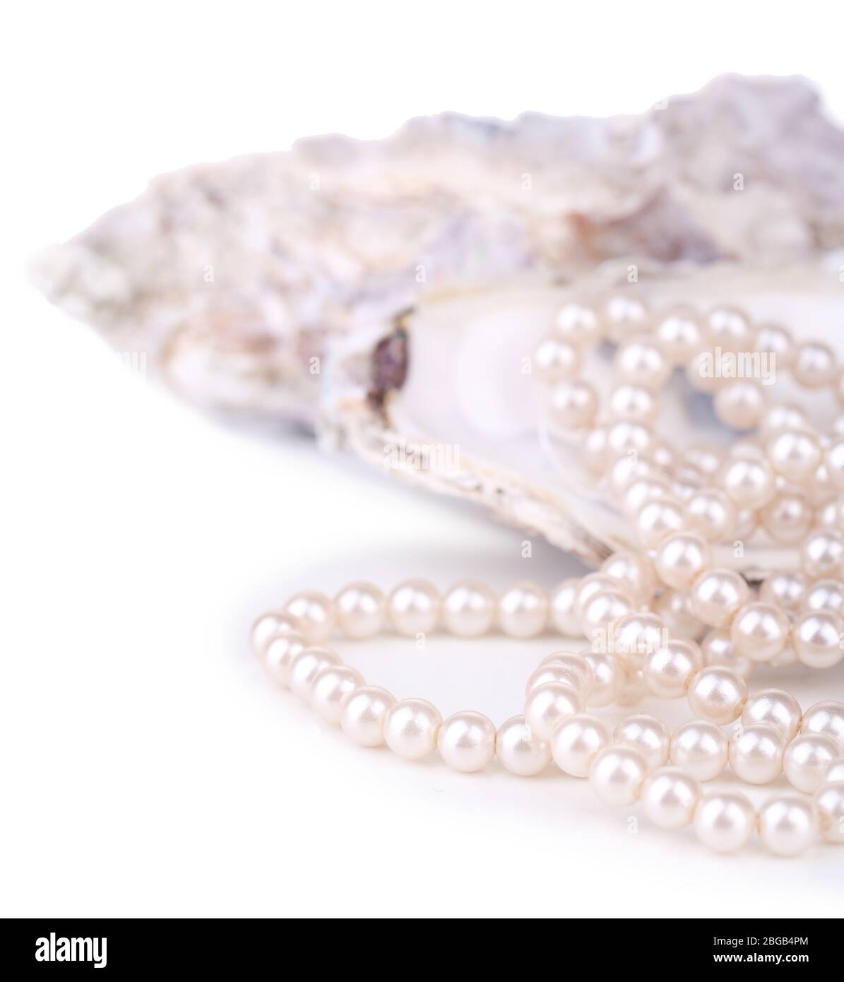 Shell with pearls, isolated on white Stock Photo - Alamy
