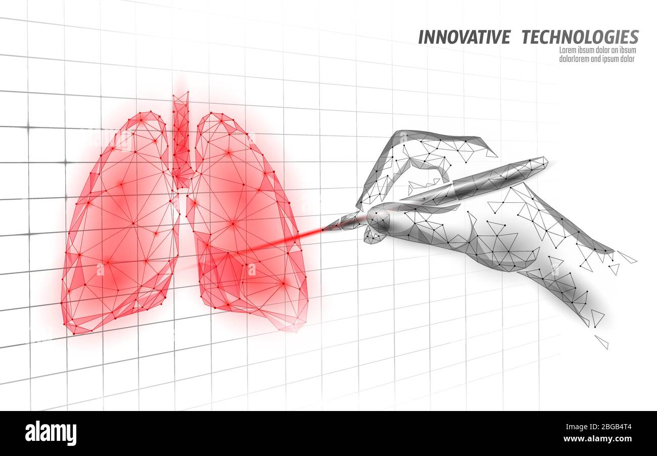 3D human lungs medicine graph research concept. Respiratory virus ...