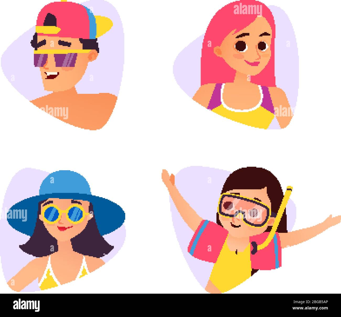 Set of summer cartoon avatars. Cartoon style Stock Vector Image & Art ...