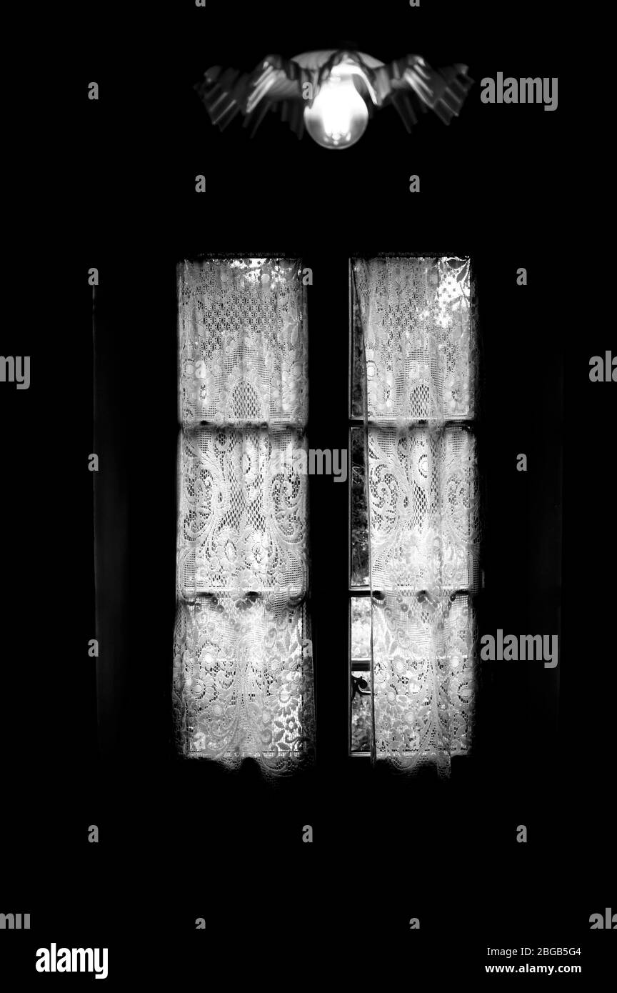 Inside inside with modern empty windows Black and White Stock Photos ...