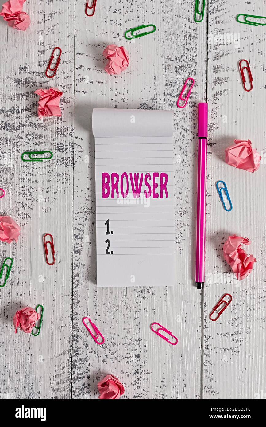 Word writing text Browser. Business photo showcasing Computer program Graphical user interface ...