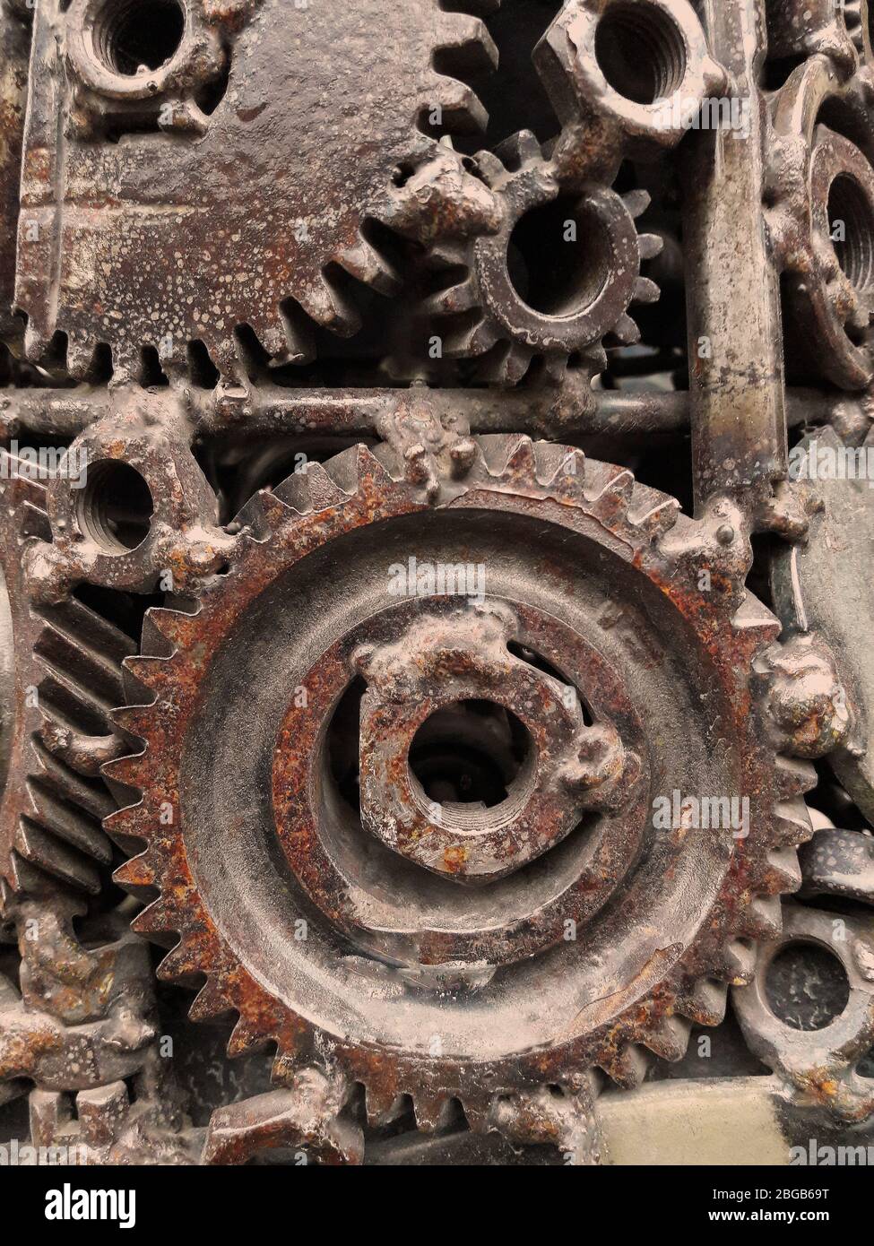 Old, worn, rough mechanical gears made of rusty metal. Design ...