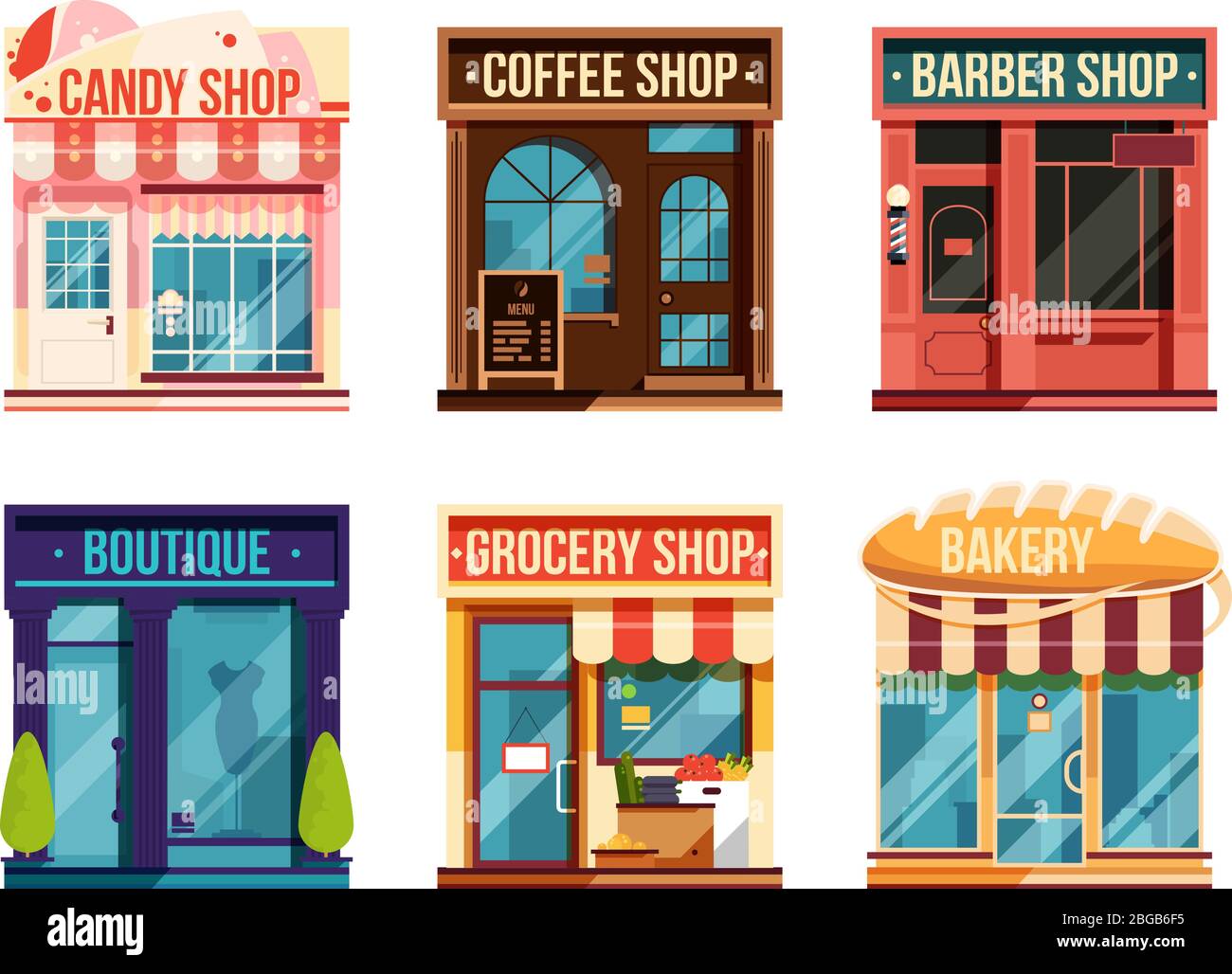 Urban stores set isolate on white background. Business retail. Vector ...