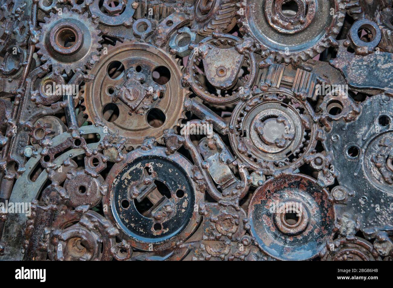 Old, worn, rough mechanical gears made of rusty metal. Design ...