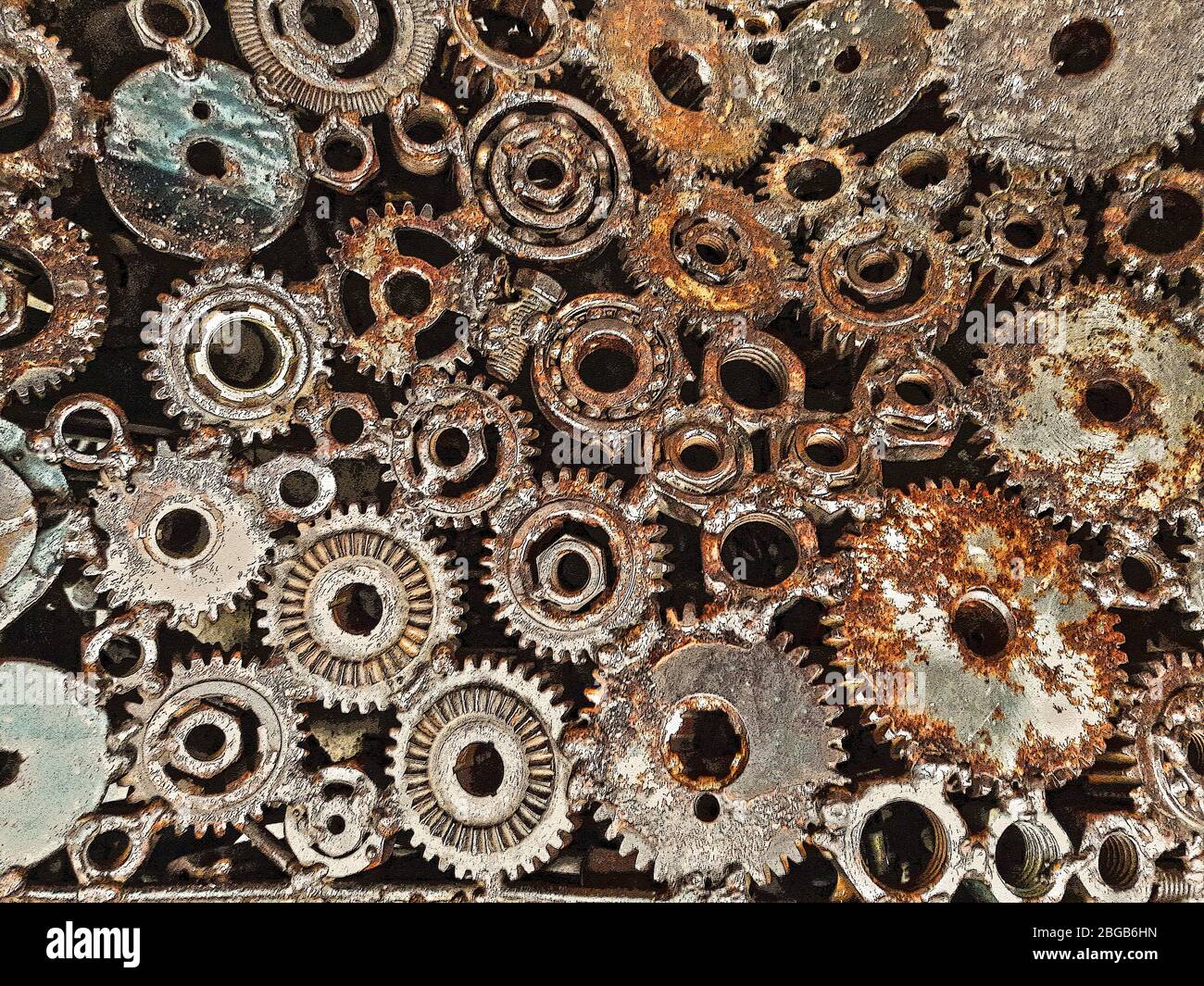 Old, worn, rough mechanical gears made of rusty metal. Design ...