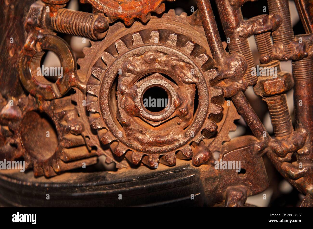 Old, worn, rough mechanical gears made of rusty metal. Design ...