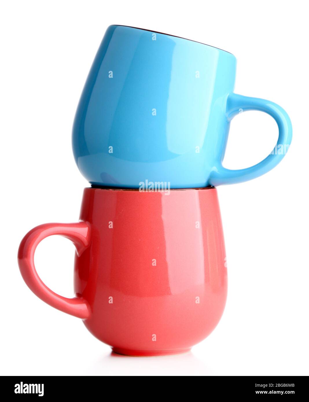 Blue and pink cups isolated on white Stock Photo - Alamy
