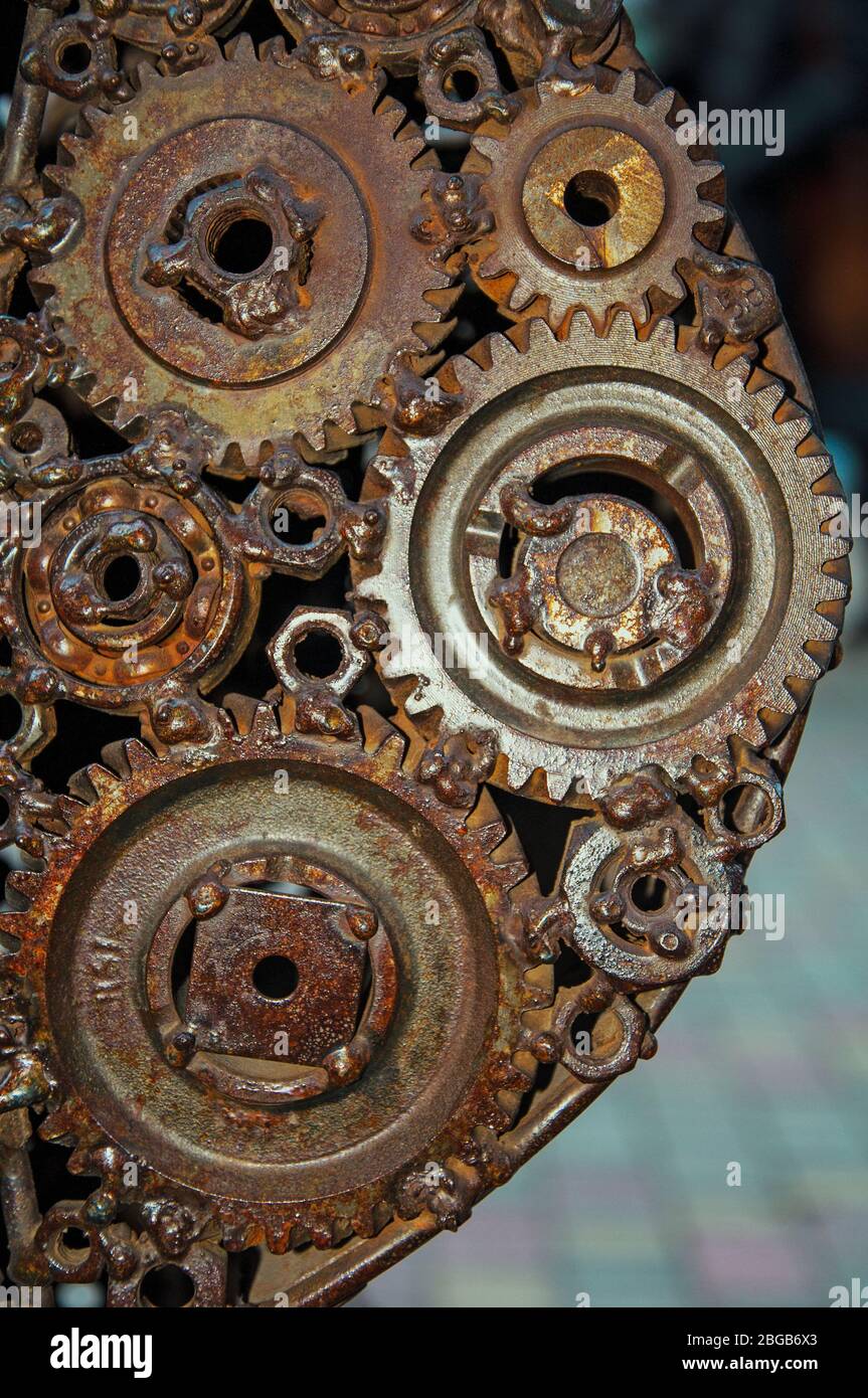 Old, worn, rough mechanical gears made of rusty metal. Design ...