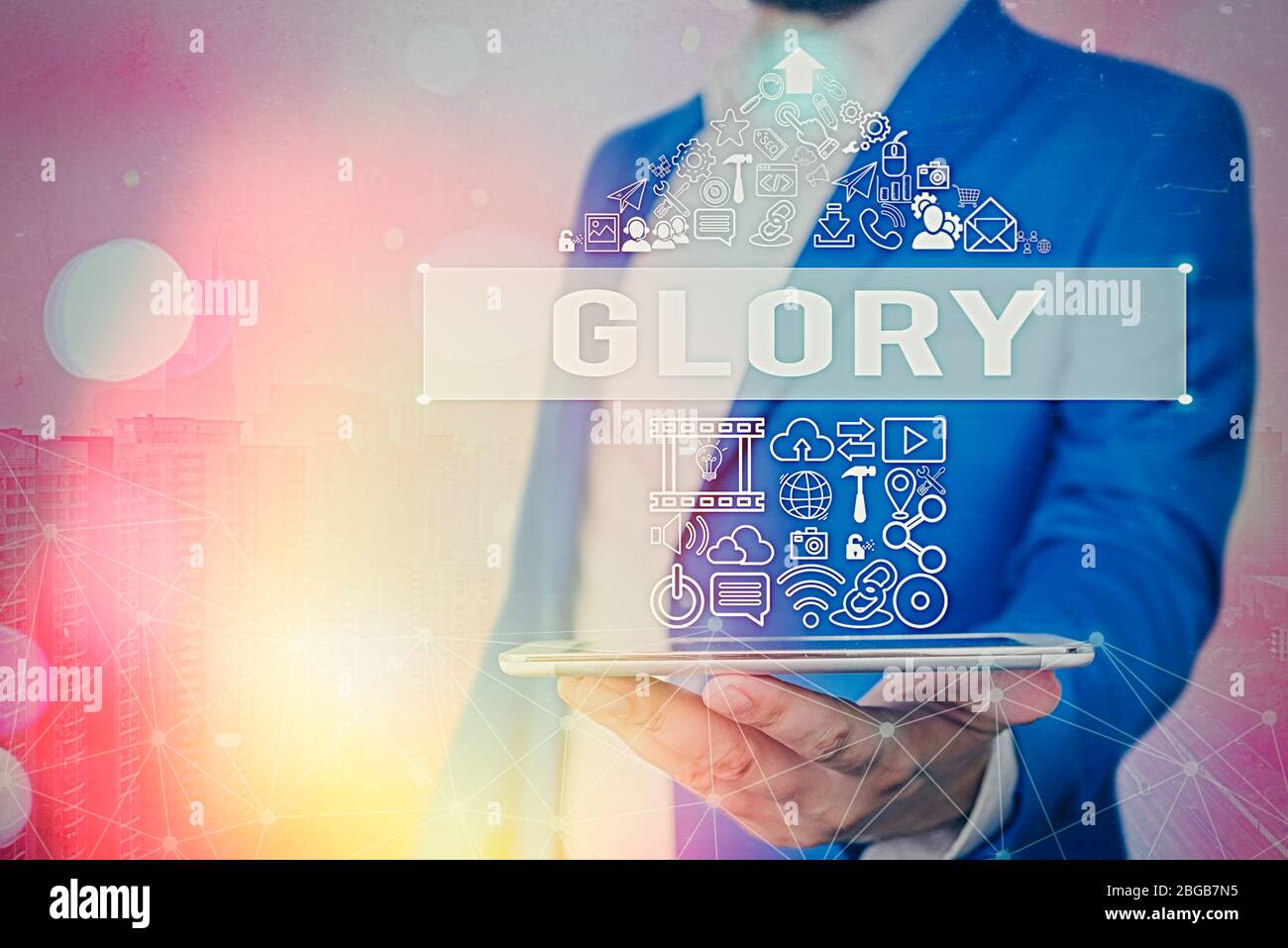 Text sign showing Glory. Business photo showcasing high renown or honor ...