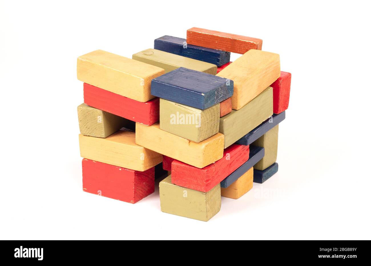 Vintage wooden blocks isolated on a white background Stock Photo - Alamy