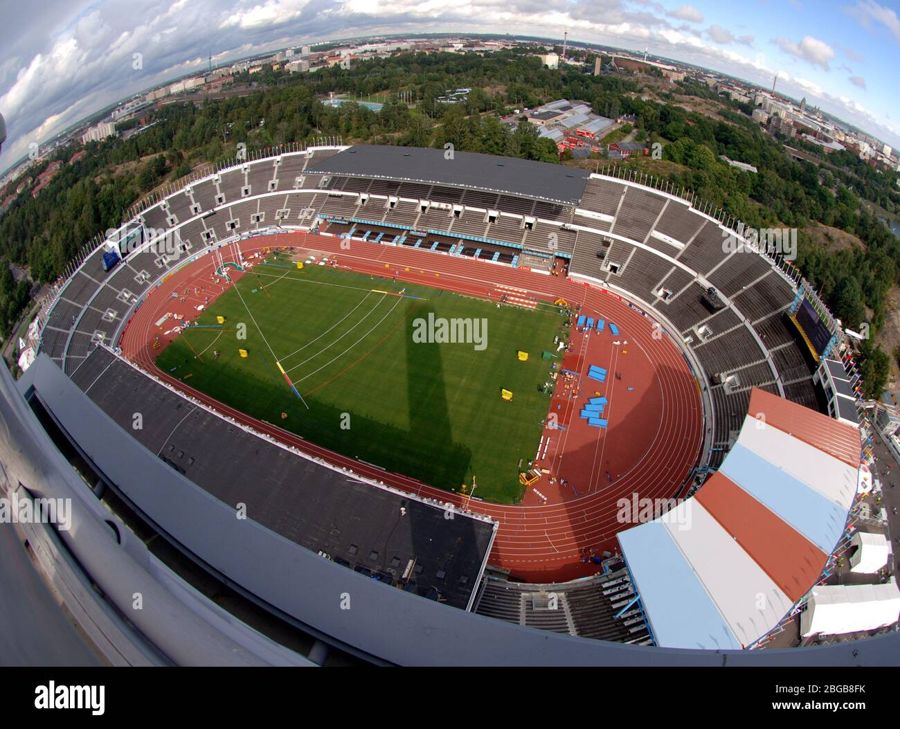 Helsinki, Finland. 12th Aug, 2005. Aerial view of Olympic Stadium in ...