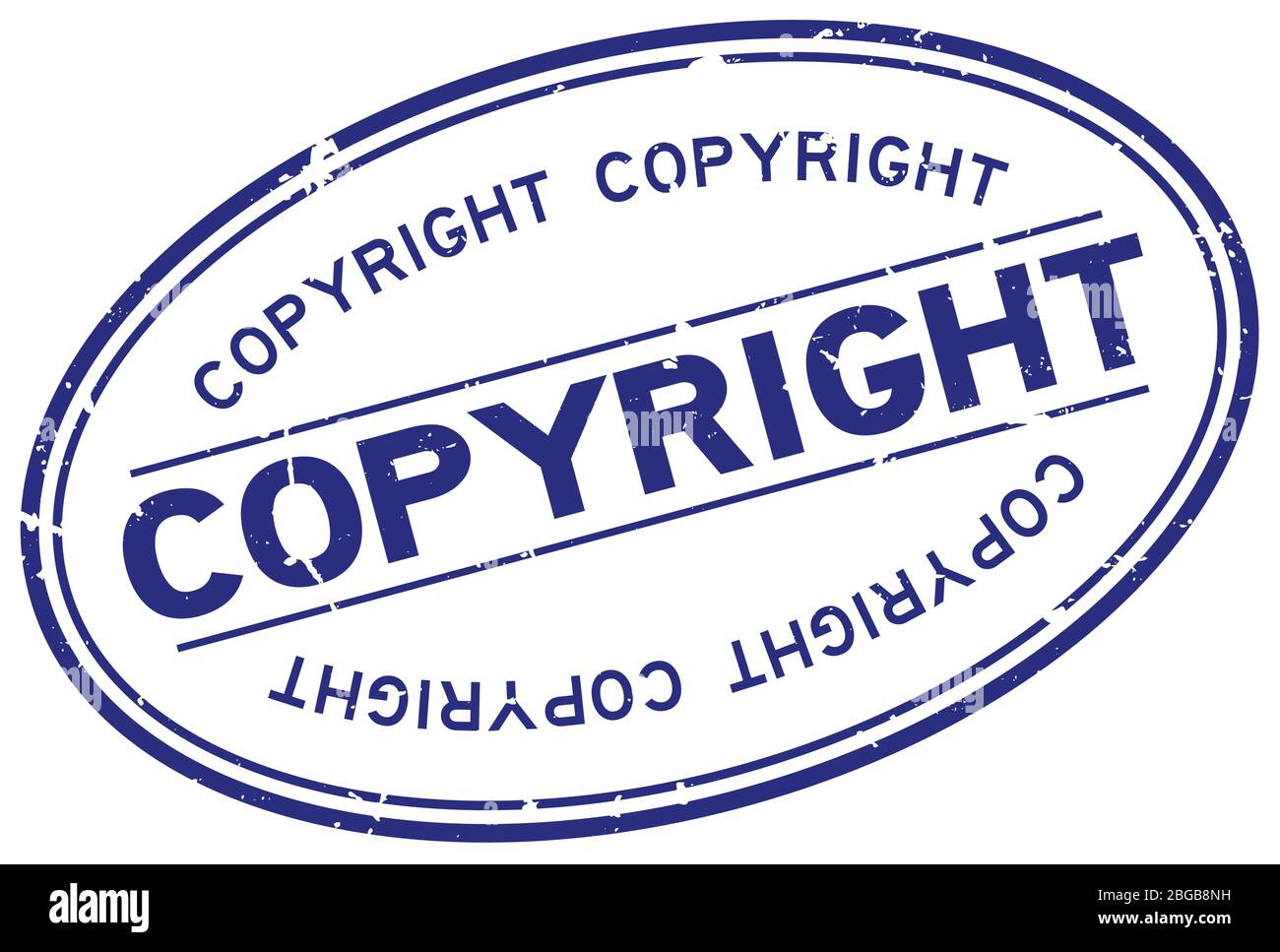 Grunge blue copyright word oval rubber seal stamp on white background ...