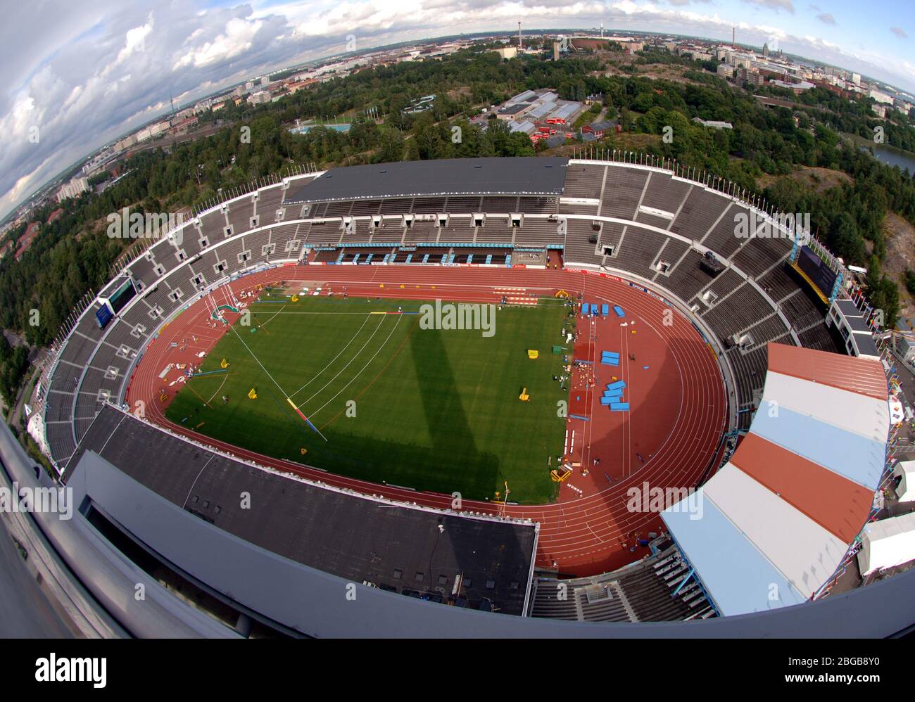 Helsinki, Finland. 12th Aug, 2005. Aerial view of Olympic Stadium in ...