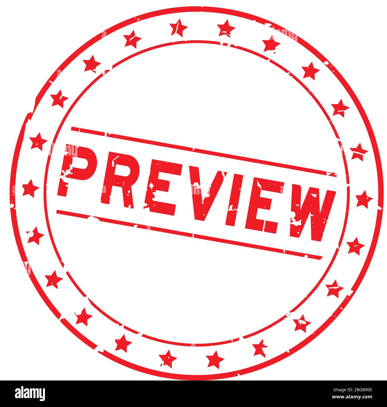 Grunge red preview word with star icon round rubber seal stamp on white background Stock Vector ...