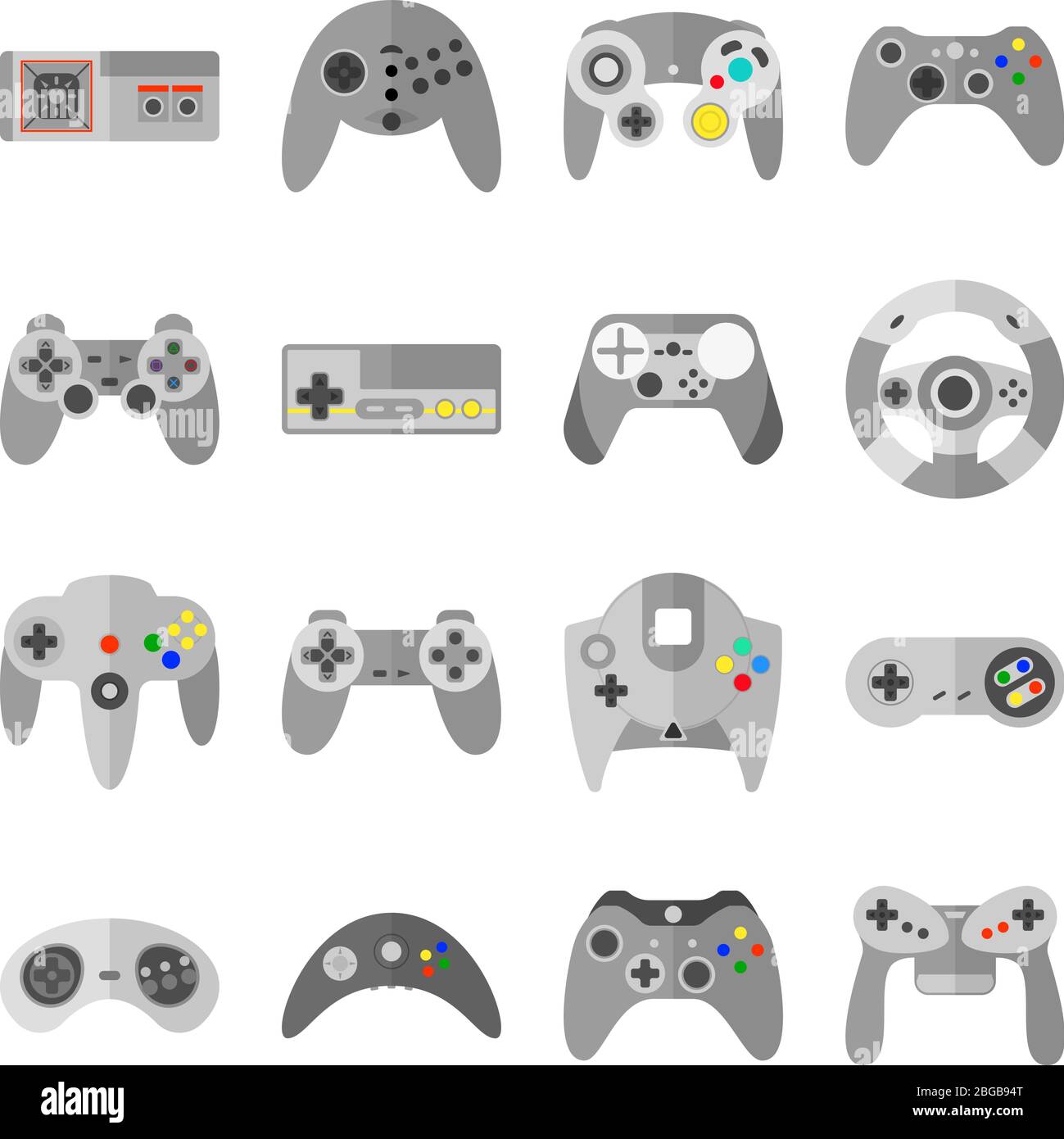 Different game controllers. Vector illustrations set of computer joy ...