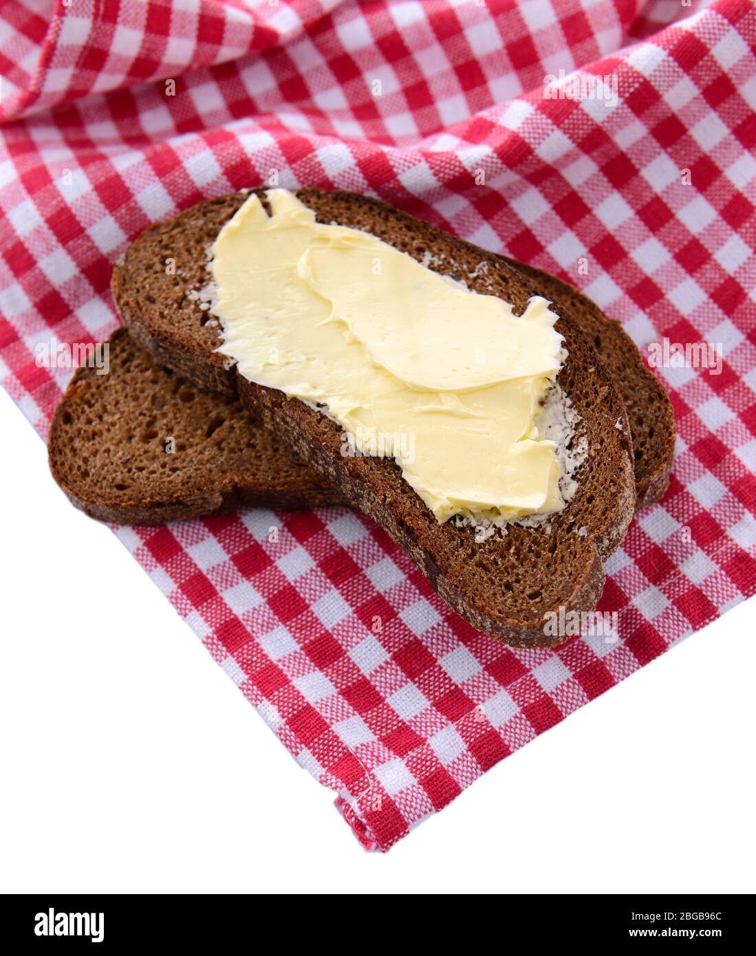 Slice of rye bread with butter, isolated on white Stock Photo - Alamy