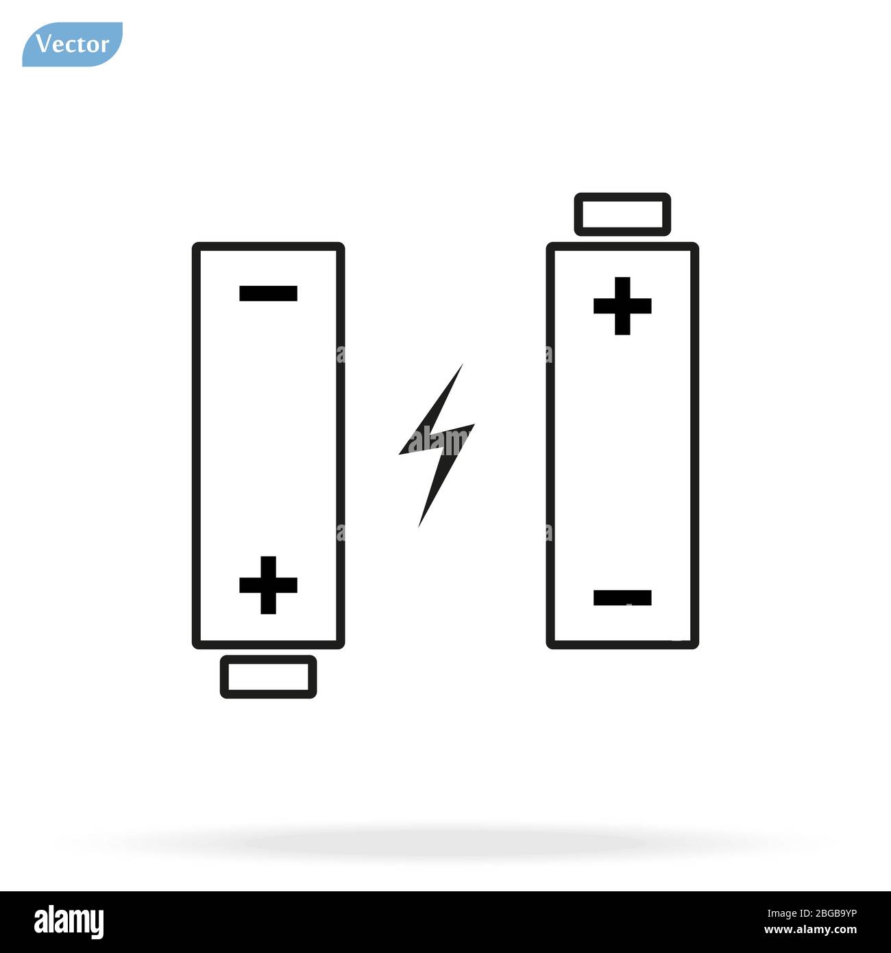 Icon of two batteries. Charge, loading, power. Energy concept. Can be ...