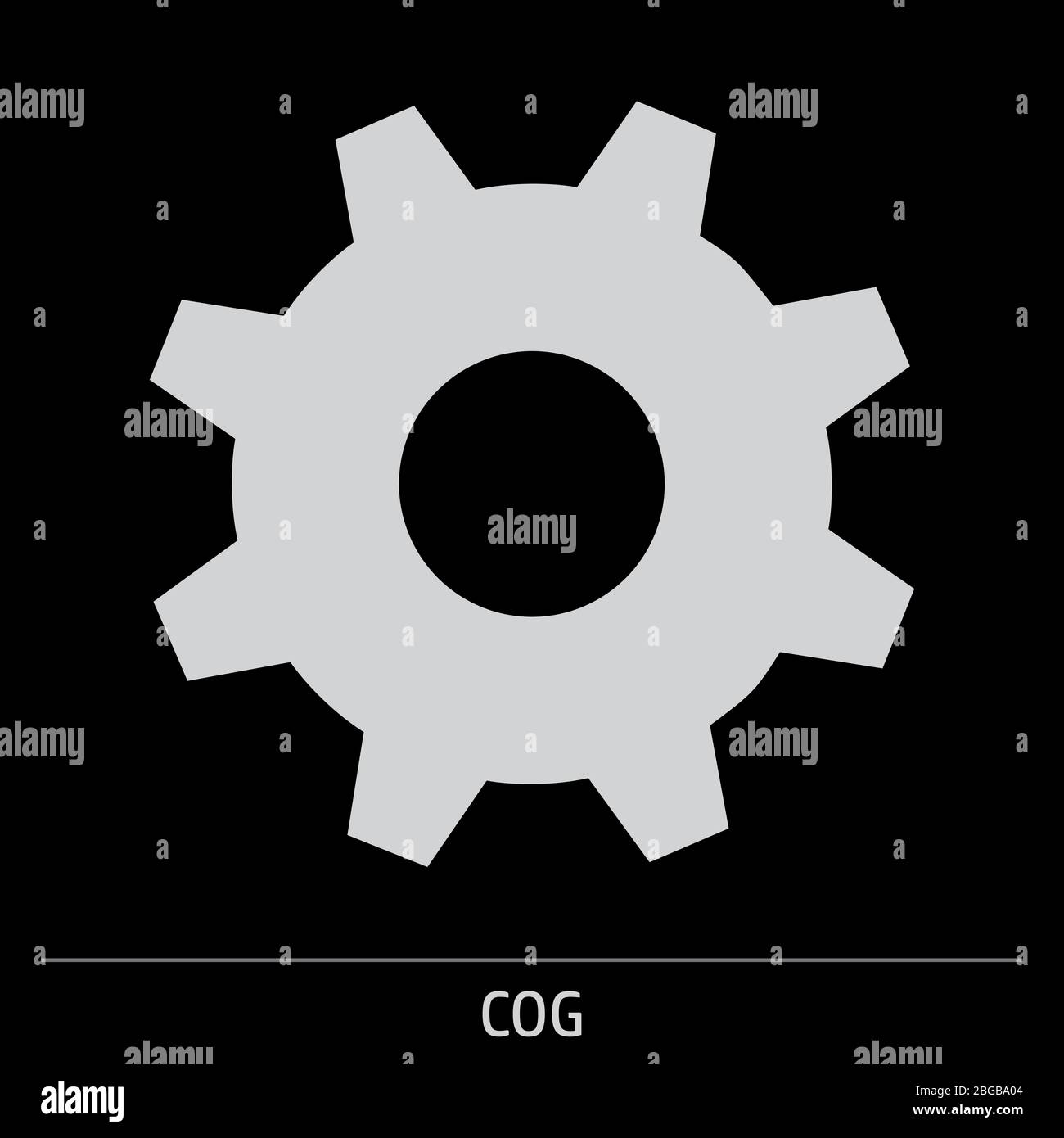 Cog icon illustration on gray background with label Stock Vector Image ...