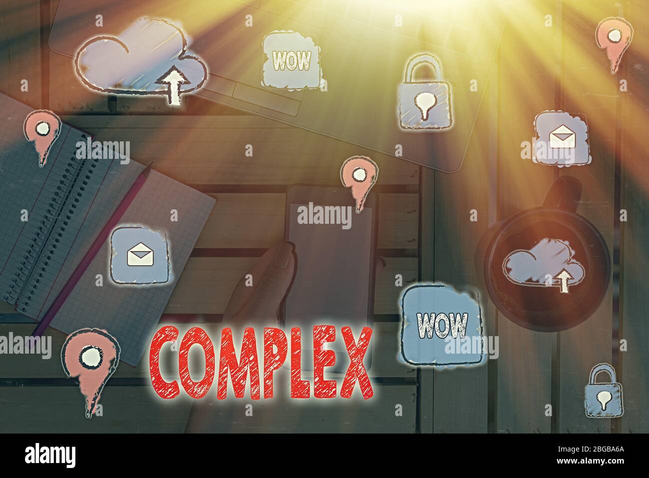 Writing note showing Complex. Business concept for the significant ...