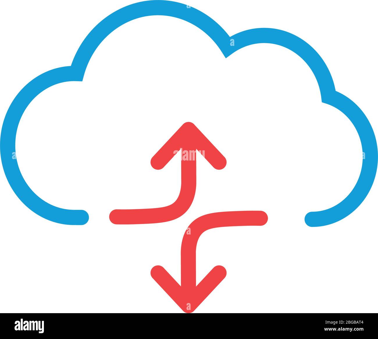 Linear cloud data sync graphic design icon with two arrows. Stock ...