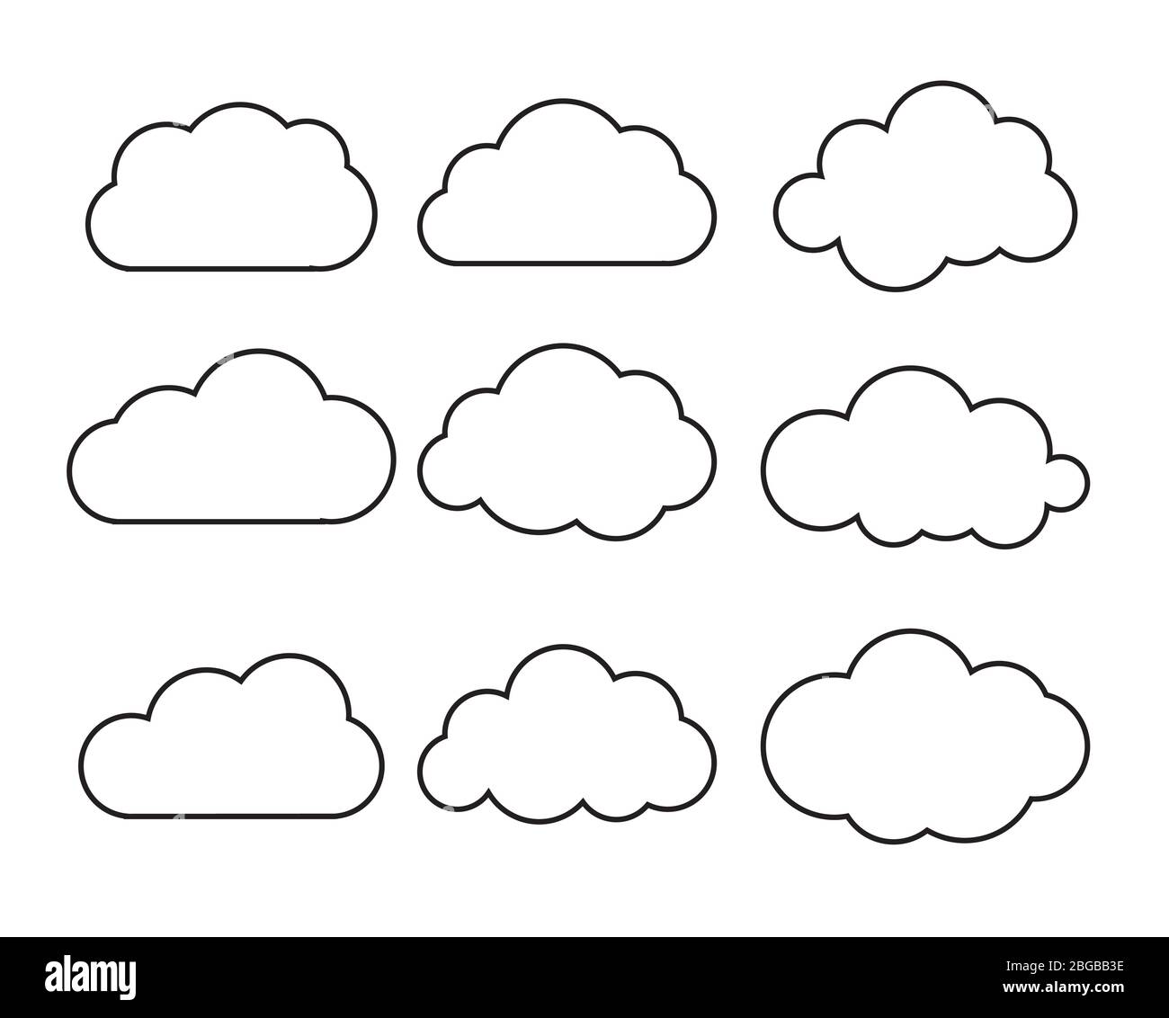 White blank Cloud symbol or logo, thinking balloon set on white ...