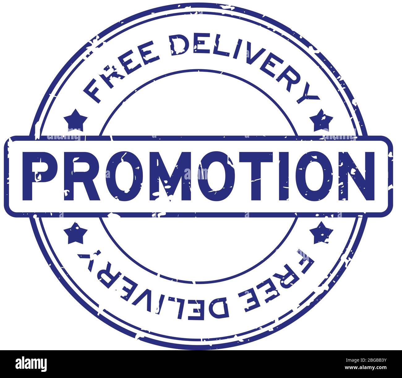 Grunge blue promotion free delivery round rubber seal business stamp on ...