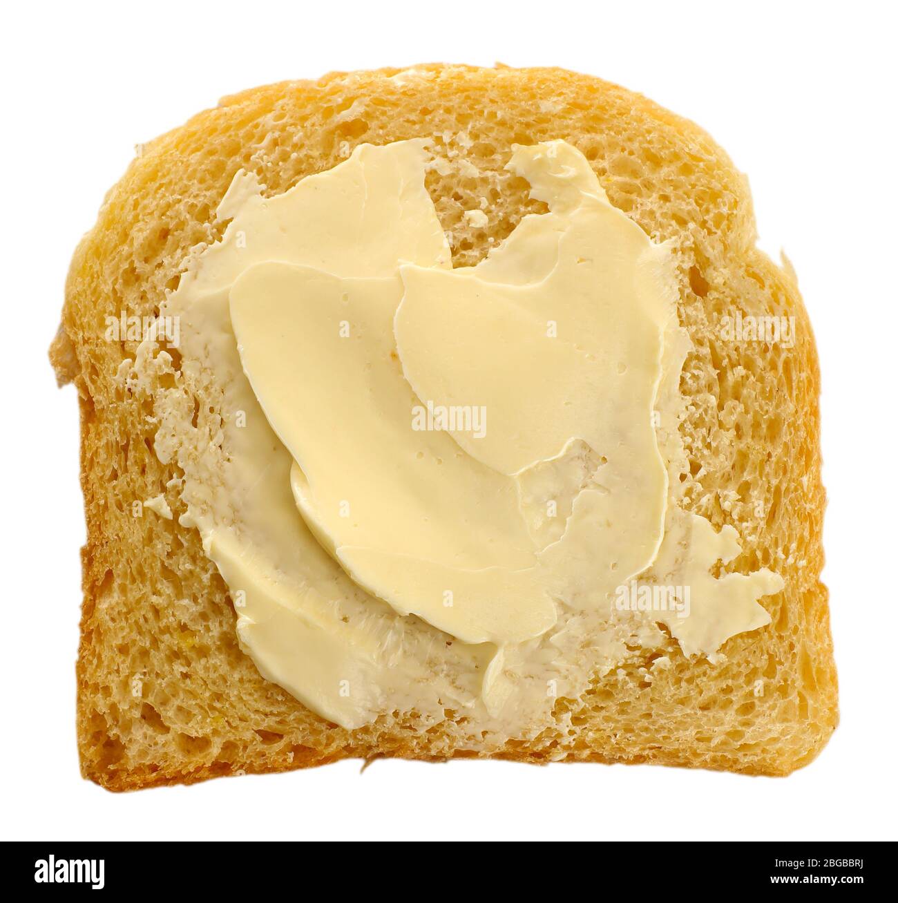 Slice of bread with butter, isolated on white Stock Photo - Alamy