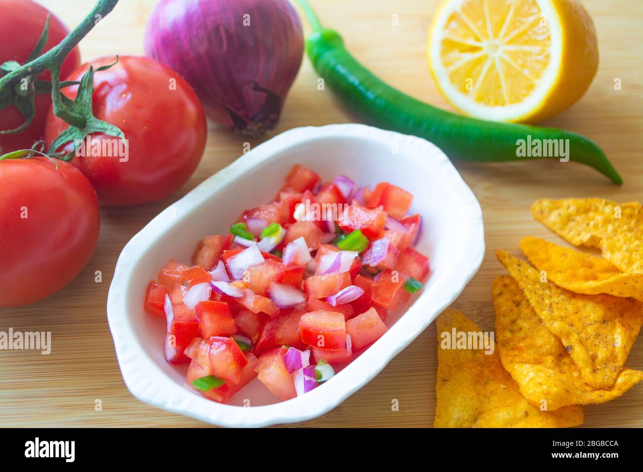 Mexican salsa pico de gallo with tomatoes, red onions, spicy green ...