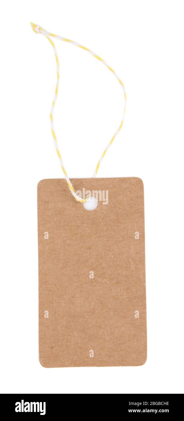 Brown tag isolated on white Stock Photo - Alamy