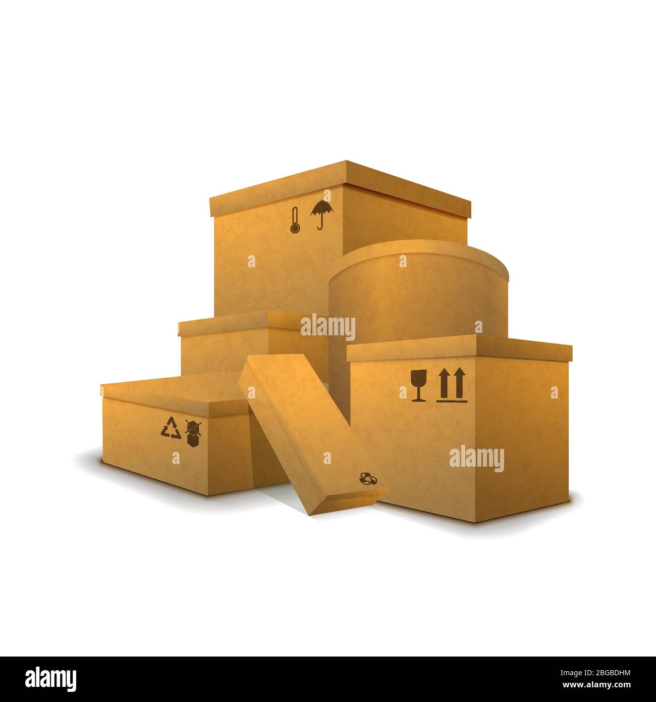 Large heap of parcels with cargo signs on white Stock Vector Image ...