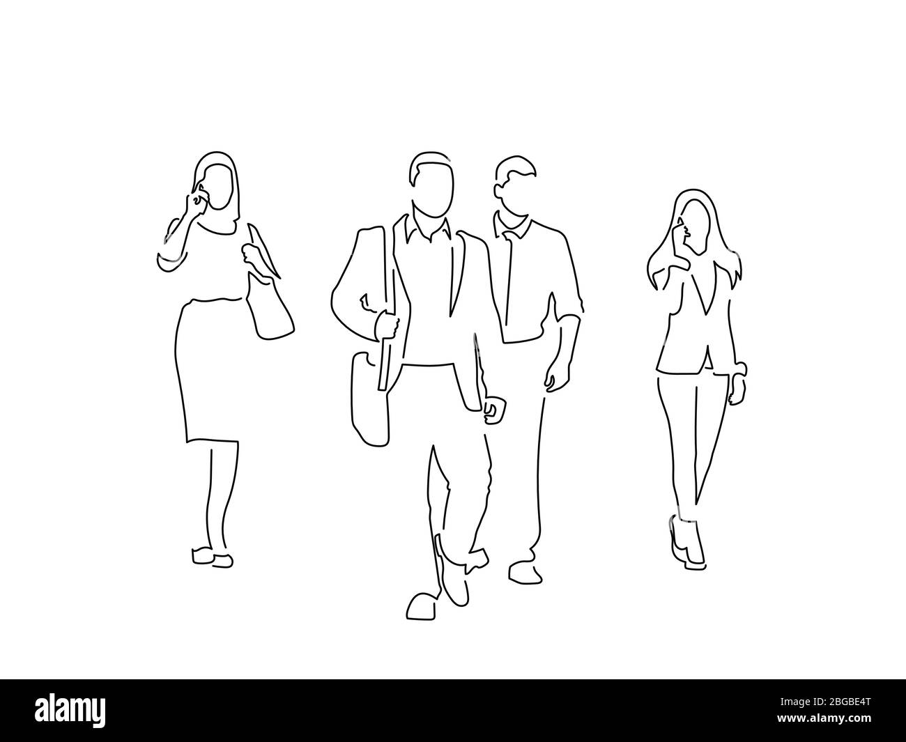People on the street isolated line drawing, vector illustration design ...