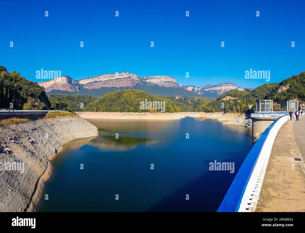 Dam at swamp Ter river in Sau reservoir, Catalonia, Spain Stock Photo ...