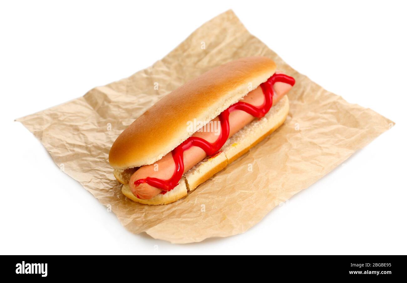 Tasty hot dog isolated on white Stock Photo - Alamy