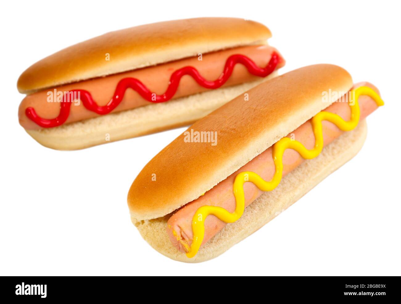 Tasty hot dogs isolated on white Stock Photo - Alamy
