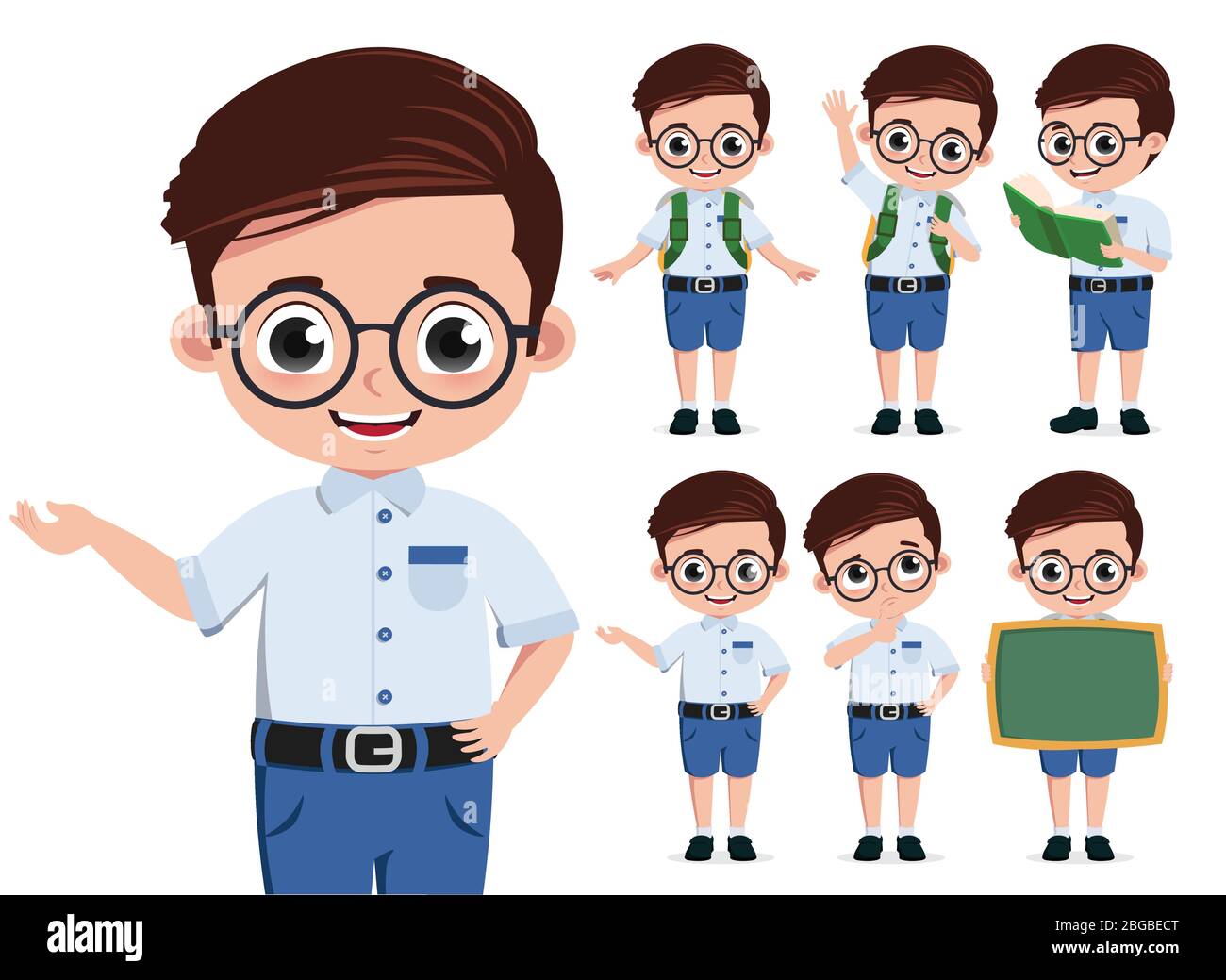 School student character vector set. Student character or school boy in ...