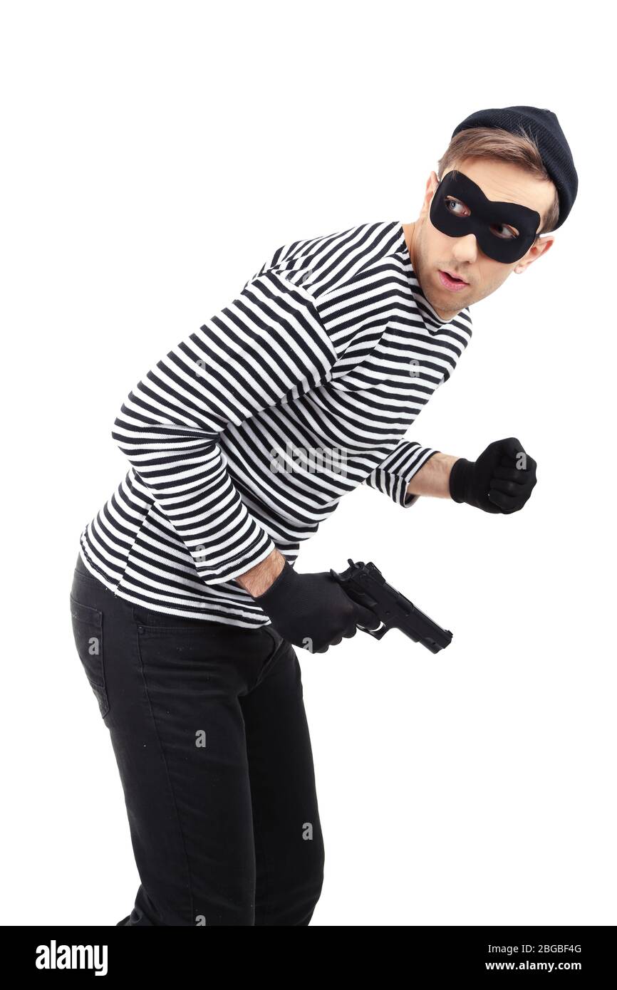 Thief isolated on white Stock Photo - Alamy
