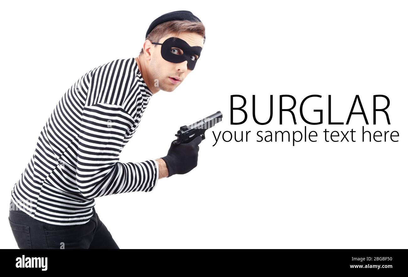 Thief isolated on white Stock Photo - Alamy
