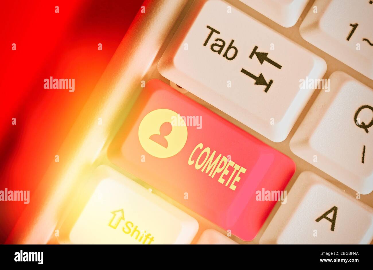 Text sign showing Compete. Business photo showcasing win something by ...