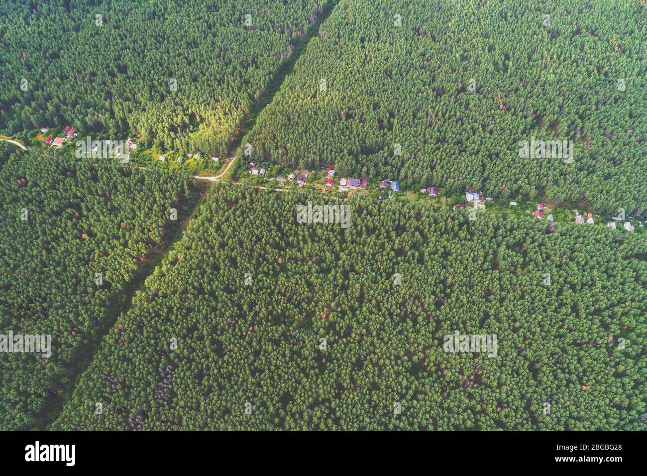 Rural landscape aerial view. Village in the forest Stock Photo - Alamy
