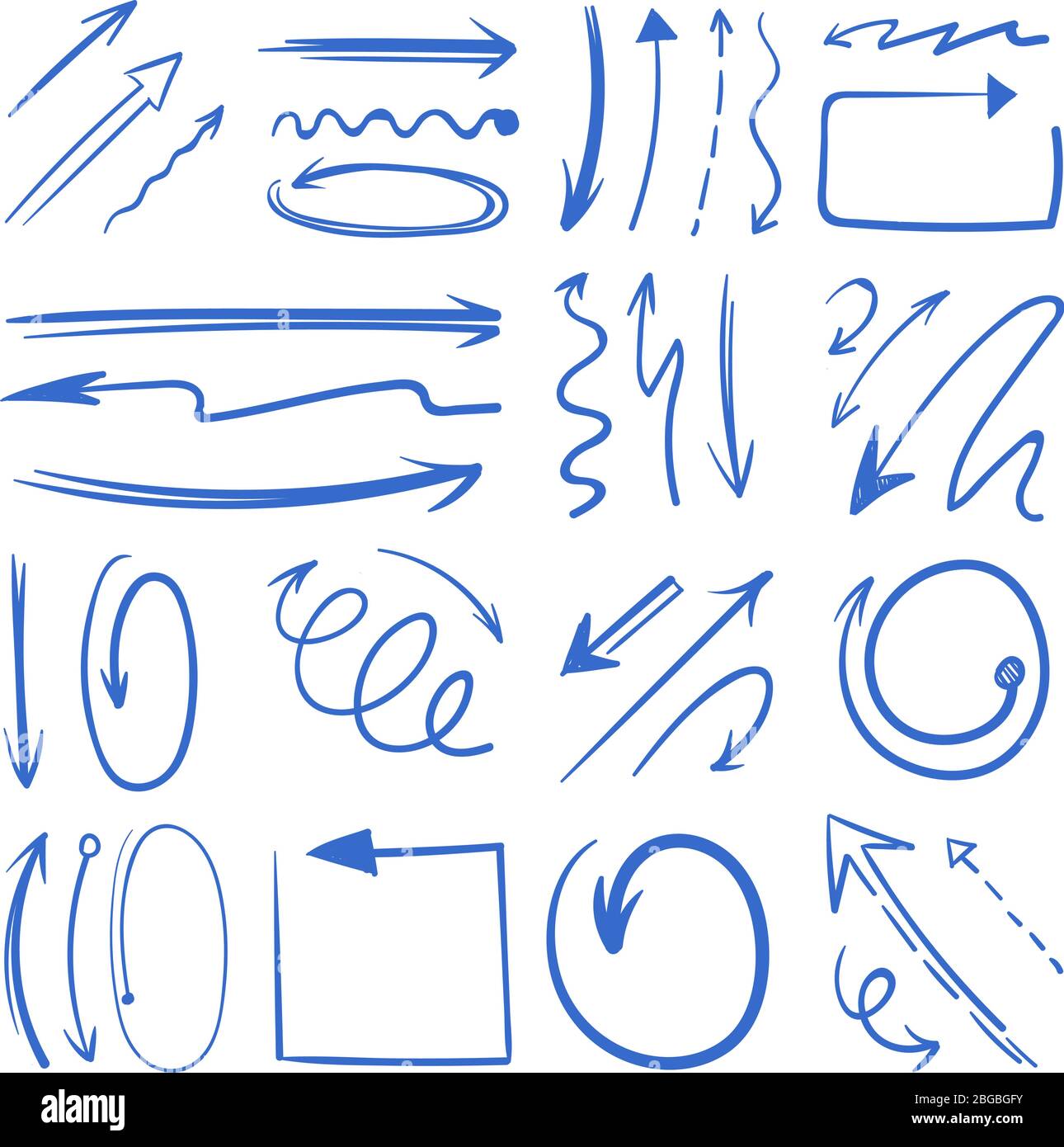 Different doodle arrows set. Vector pictures isolate on white Stock ...