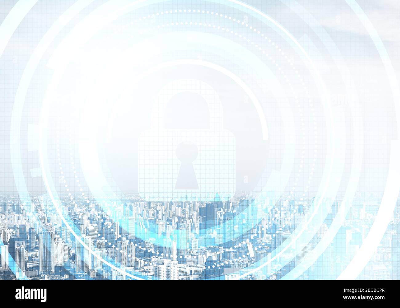 Cybersecurity mixed media with virtual padlock Stock Photo - Alamy