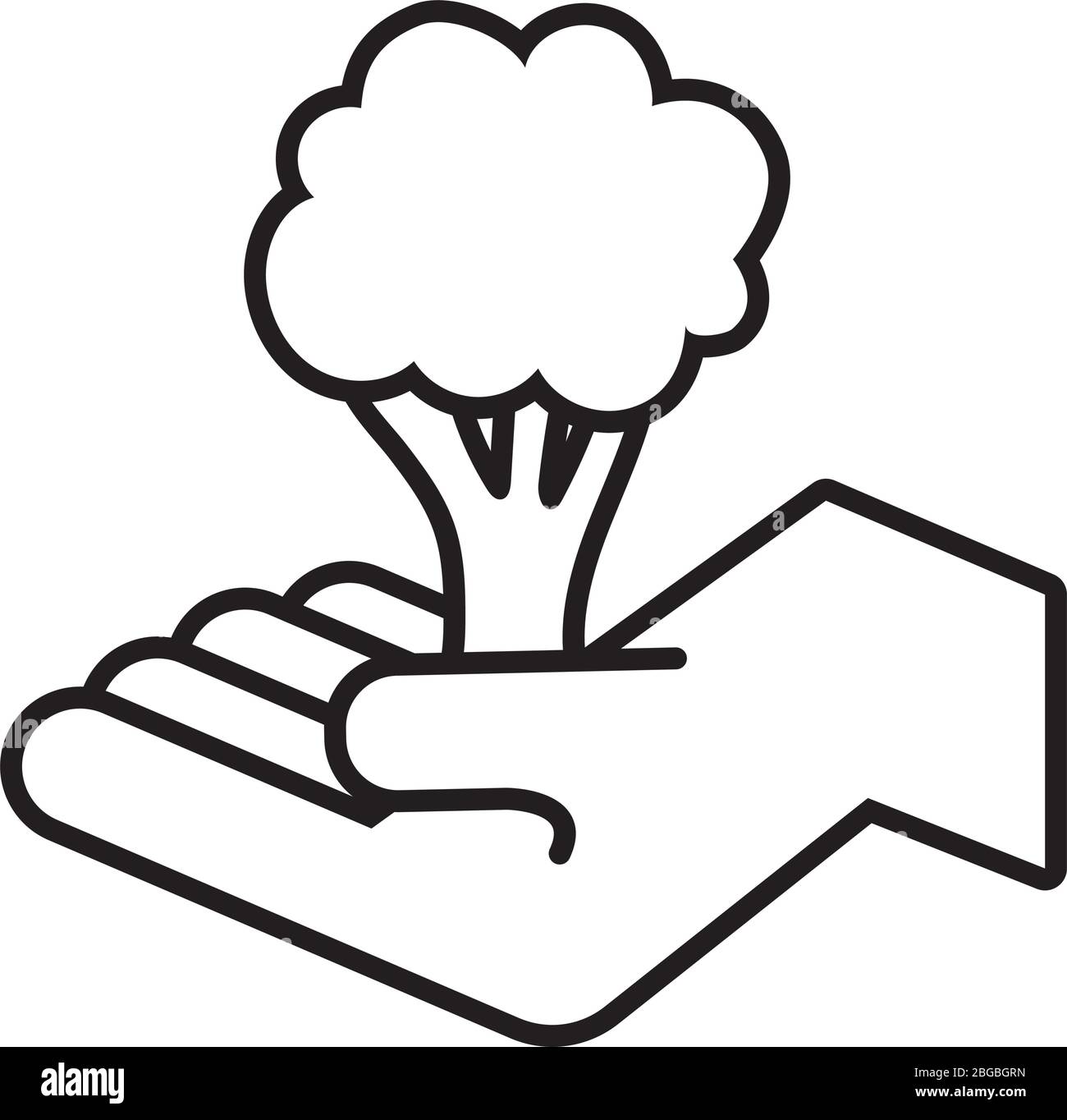 hand lifting tree solidarity line style Stock Vector Image & Art - Alamy