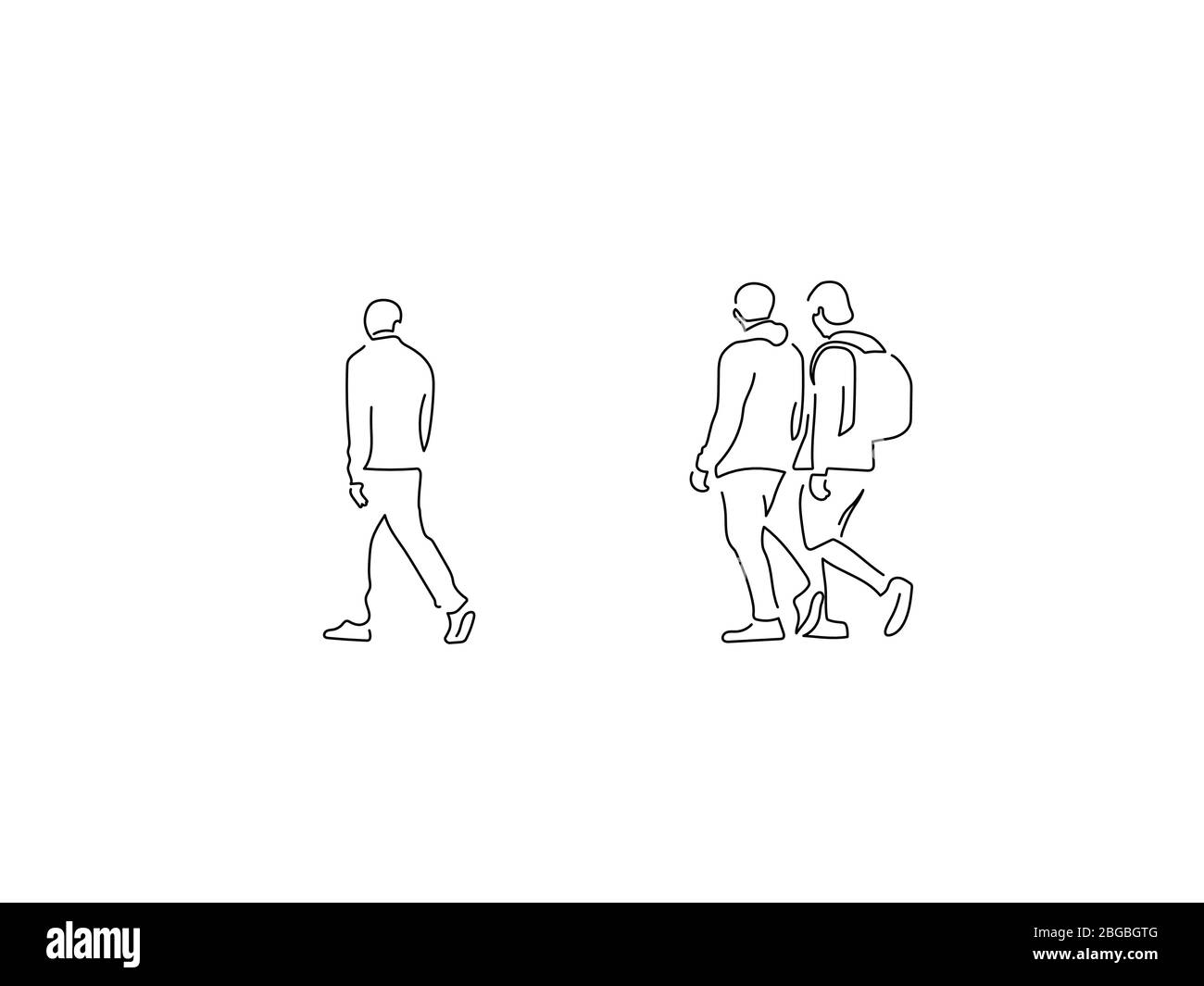 People on the street isolated line drawing, vector illustration design ...
