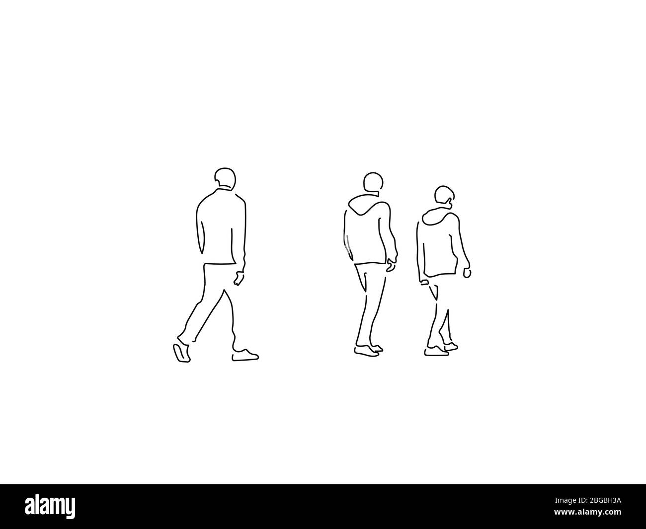 People on the street isolated line drawing, vector illustration design ...