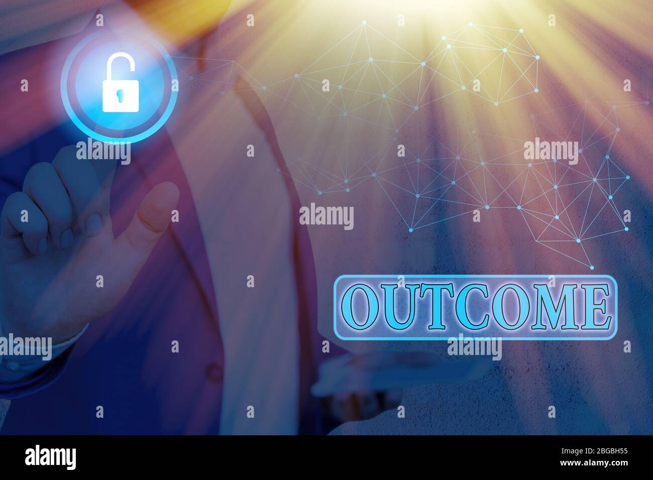 Writing note showing Outcome. Business concept for the final result of ...