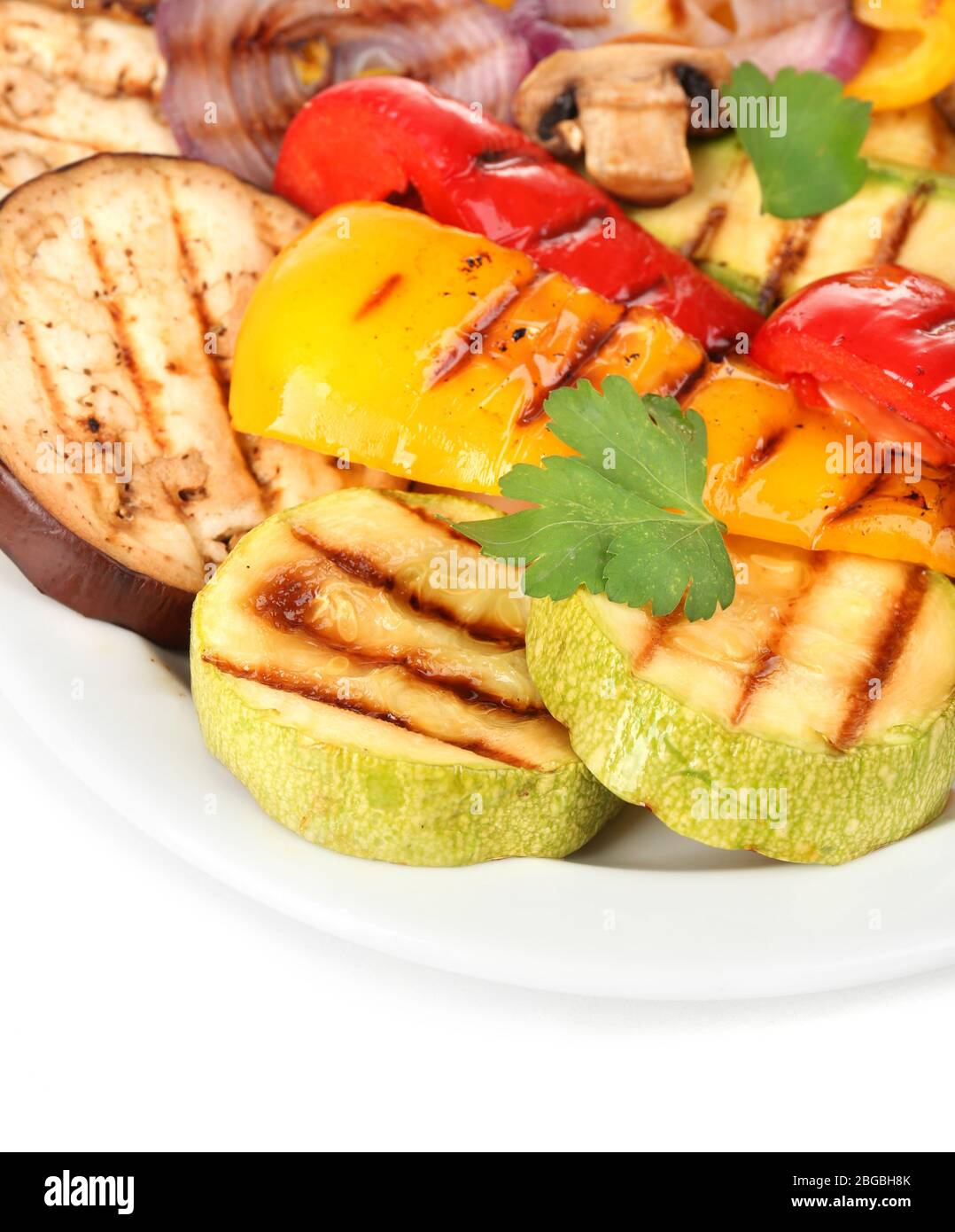 Delicious grilled vegetables on plate close-up Stock Photo - Alamy